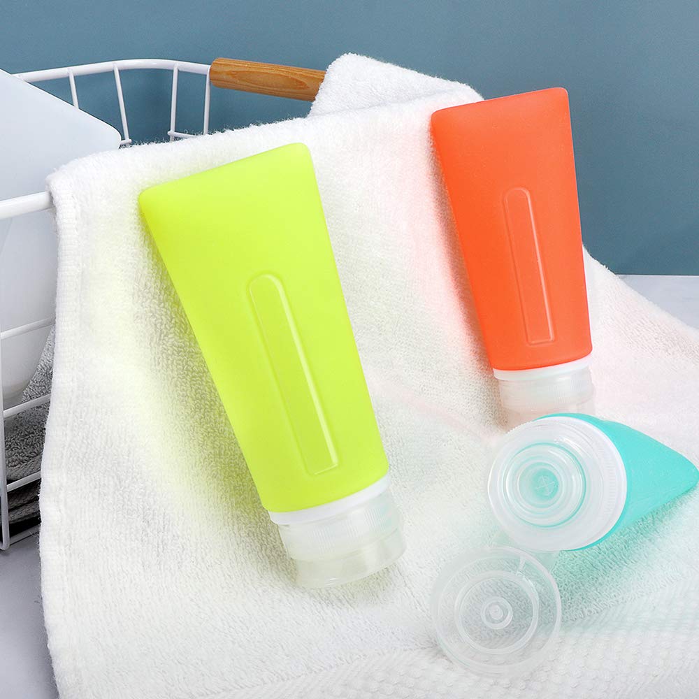 Cehomi Travel Essentials | Travel Size Toiletries Bottles - 4 Pack 3oz BPA Free Travel Shampoo and Conditioner Containers, Leak Proof Refillable Travel Accessories