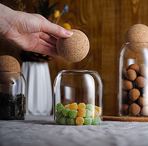 ZCSMTZ 3 Piece Set Glass Storage Jar, Sealed Storage Tank With Spherical Oak Plug,High Borosilicate Glass,Used In Kitchen Storage Room,Used For Flour,Sugar,Coffee,Biscuits,Candy,Glass Storage Jars