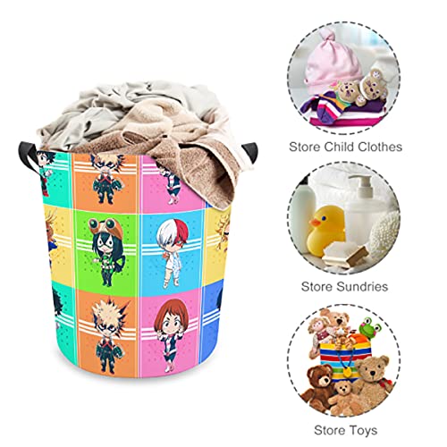 Vivimeng Anime Laundry Basket,Collapsible Laundry Hamper,Foldable Clothes Bag,Portable Dirty Clothes Washing Bin (B)