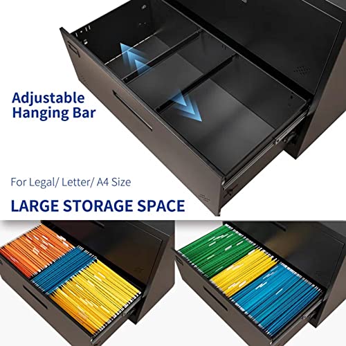 ROOMTEC W25262859 File Storage Cabinets, 2 Drawer, Black