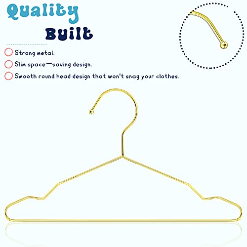 Wire Hangers Children's Hangers Strong Metal Children Clothes Hangers for Closet Space Saving Hanger for Hanging Coats Pants Clothes, 12 x 6.5 Inch(Gold, 36 Pcs)