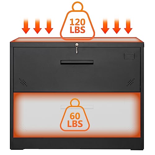 ROOMTEC W25262859 File Storage Cabinets, 2 Drawer, Black