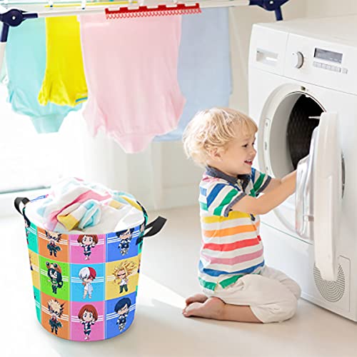 Vivimeng Anime Laundry Basket,Collapsible Laundry Hamper,Foldable Clothes Bag,Portable Dirty Clothes Washing Bin (B)
