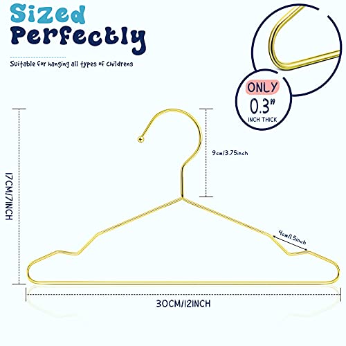 Wire Hangers Children's Hangers Strong Metal Children Clothes Hangers for Closet Space Saving Hanger for Hanging Coats Pants Clothes, 12 x 6.5 Inch(Gold, 36 Pcs)