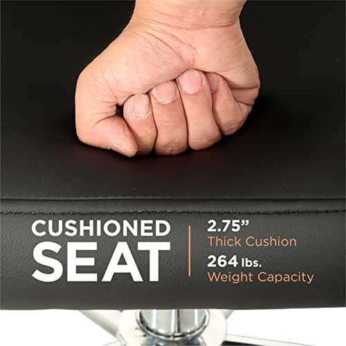 Comfty Padded Armrests and Chrome Base Fixed Back Leather Office Chair, 42.13β-45.28β, Black