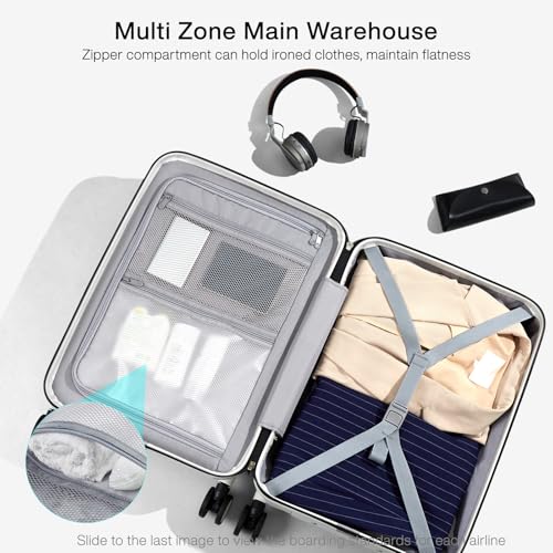 Hanke Grace Expandable Suitcases with Wheels Hardshell Carry On Luggage Airline Approved, 20 Inch Travel Suitcase Lightweight Tsa Luggage for Short Business Trips, Jet Black.