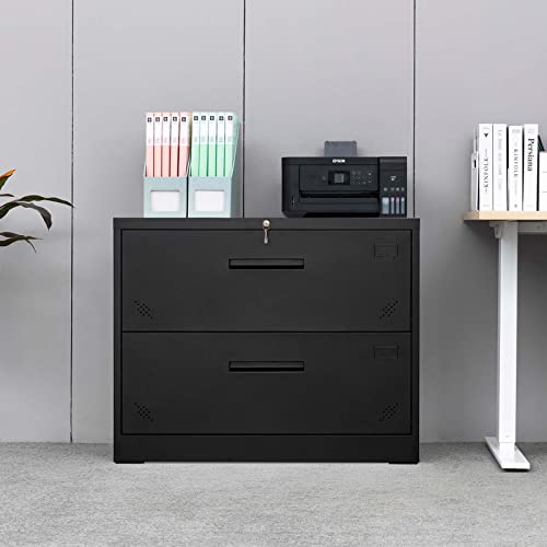 ROOMTEC W25262859 File Storage Cabinets, 2 Drawer, Black