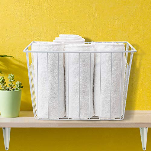 WenZBros Freezer Wire Basket Organizer, Refrigerator Metal Storage Divider, Household Container Bins with Handles for Kitchen, Pantry, Cabinet, Office, Closets