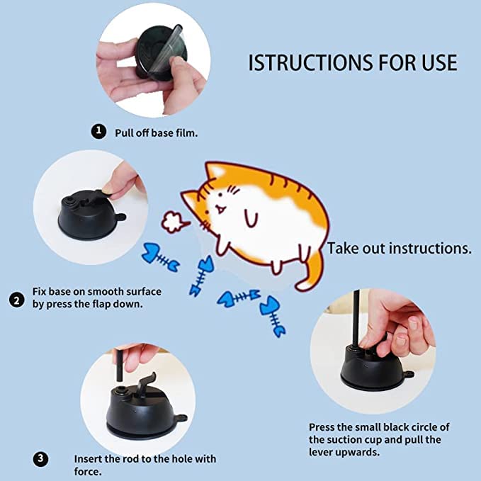 Madgern Cat Toys Interactive Wand Feather Cat Toy Equipped with Double Head Super Sucker&6 in 1 Hands-Free Natural Bird Badminton Pets Indoor Dance Play Toy