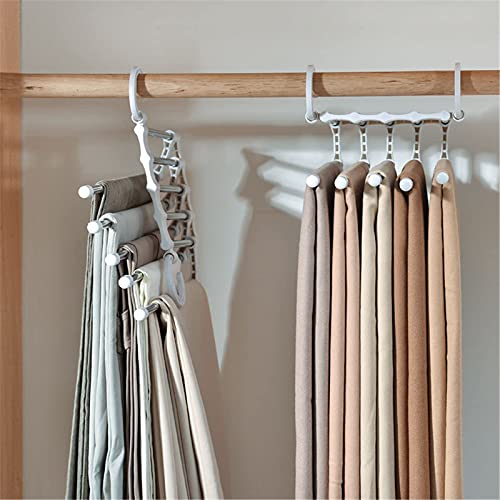 News_Inter 5pc Pants Hangers Space Saving Non-Slip Clothes Organizer, 5 in 1 Multifunctional Layered Pants Rack for Trousers Scarf and Travel Storage (Silver - 5 pc)