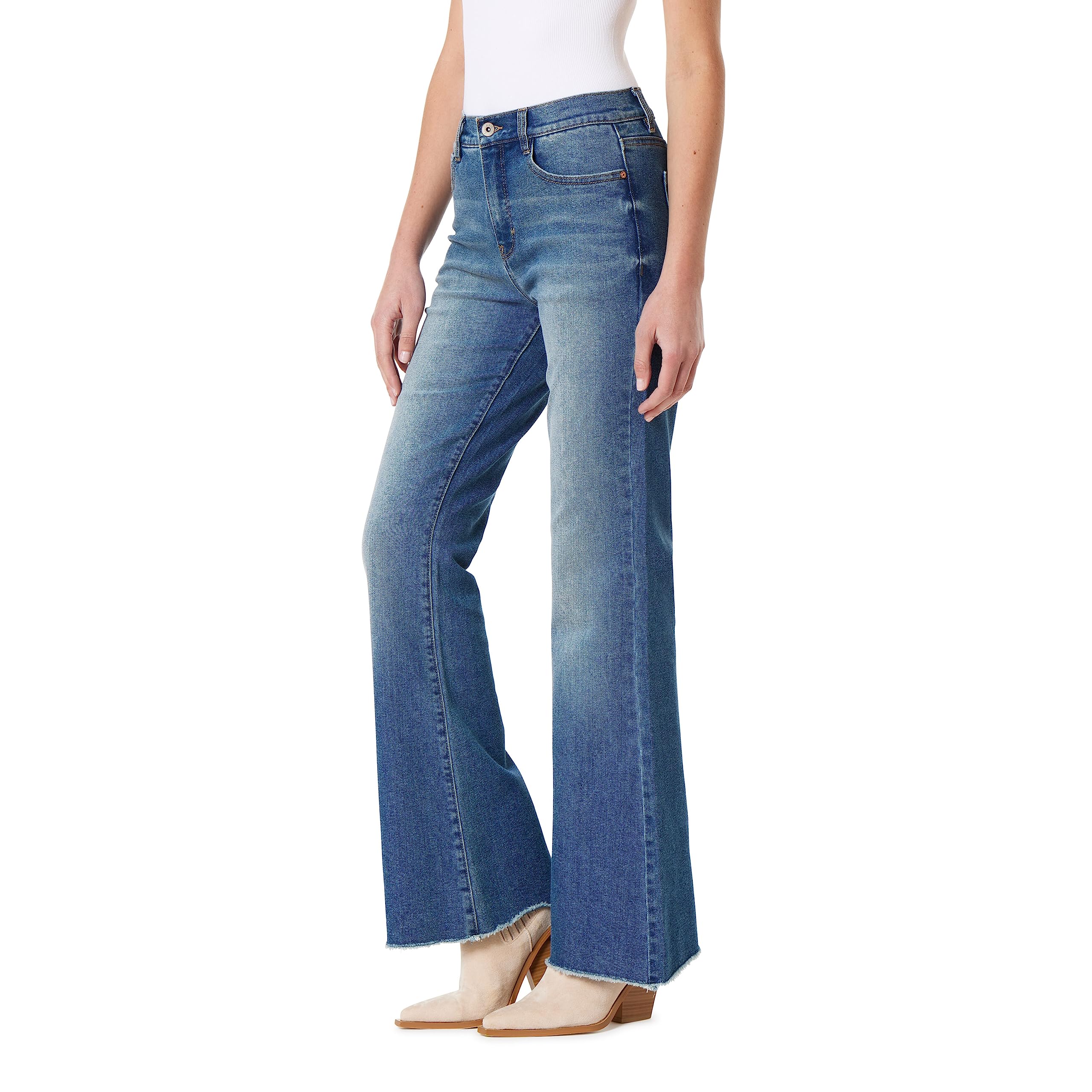 WallFlower Women's Fearless Curvy Super Flare High Rise Insta Vintage Juniors Jeans, Relle, 13