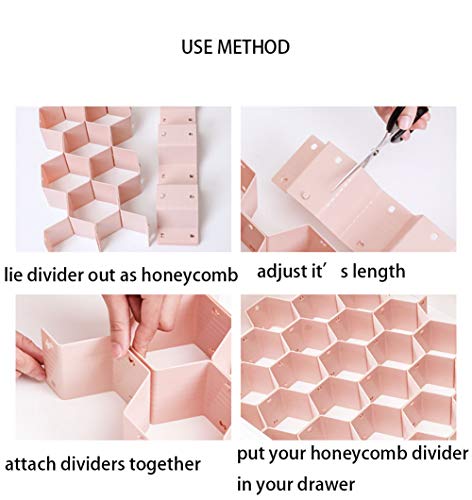 Sock Drawer Organizer, Adjustable Panties Sock Stocking Underwear Honeycombs Clapboard Divider Separator for Underwear Dresser Drawer Storage (White)