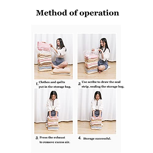 Revolutionary Plastic Space Saver Vacuum Storage Bag for Clothes,No Need Pump Vacuum Seal Bags for Clothing,Reusable Compression Vaccummpacking Bags for Storage,Small,4PCS, 27.5”×19.7”