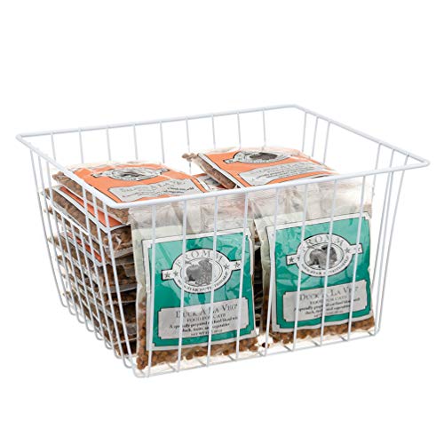 WenZBros Freezer Wire Basket Organizer, Refrigerator Metal Storage Divider, Household Container Bins with Handles for Kitchen, Pantry, Cabinet, Office, Closets
