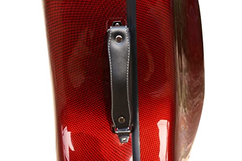Hard Cello Case 4/4 Full Size Mixed Carbon Fiber Strong & Ultralight Cello Box with 2 Bow Holders & 2 Strong Handle & 2 Back Straps & Wheels Cello Bag (Red)