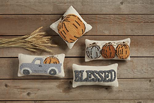 Mud Pie, Pumpkin, Mu dPie Fall Mini Hooked Pillow, 8" x 8", 1 Count (Pack of 1)