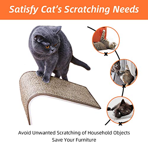 Lahas Cat Scratch Pad,Scratching Ramp,Cat Floor Scratcher,100% Natural Sisal,Wooden Structure,Cat Toy