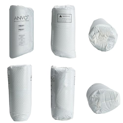 Anvo Cervical Neck Pillow for Neck and Shoulder Pain - Memory Foam Neck Pillows for Pain Relief Sleeping, Side Sleeper Pillow, Contour Orthopedic Soft Pillow for Back Stomach Sleeper - Blue