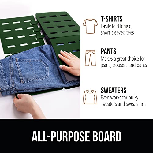 Gorilla Grip Shirt Folding Board, Easy Fast T-Shirt and Clothes Folder, Adult Clothing, Durable Plastic Organizer, Compact for Travel, Laundry Boards, Tshirt Flipfold Tool, Hunter Green
