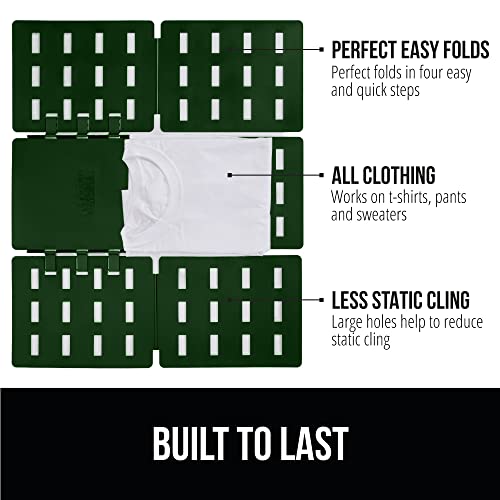 Gorilla Grip Shirt Folding Board, Easy Fast T-Shirt and Clothes Folder, Adult Clothing, Durable Plastic Organizer, Compact for Travel, Laundry Boards, Tshirt Flipfold Tool, Hunter Green