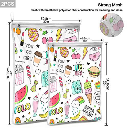 Cute Fun Doodles Laundry Mesh Bag Delicates Lingerie Laundry Wash Bag Heavy Duty with Zipper Bra Laundry Bags for Women Men Students Colleage