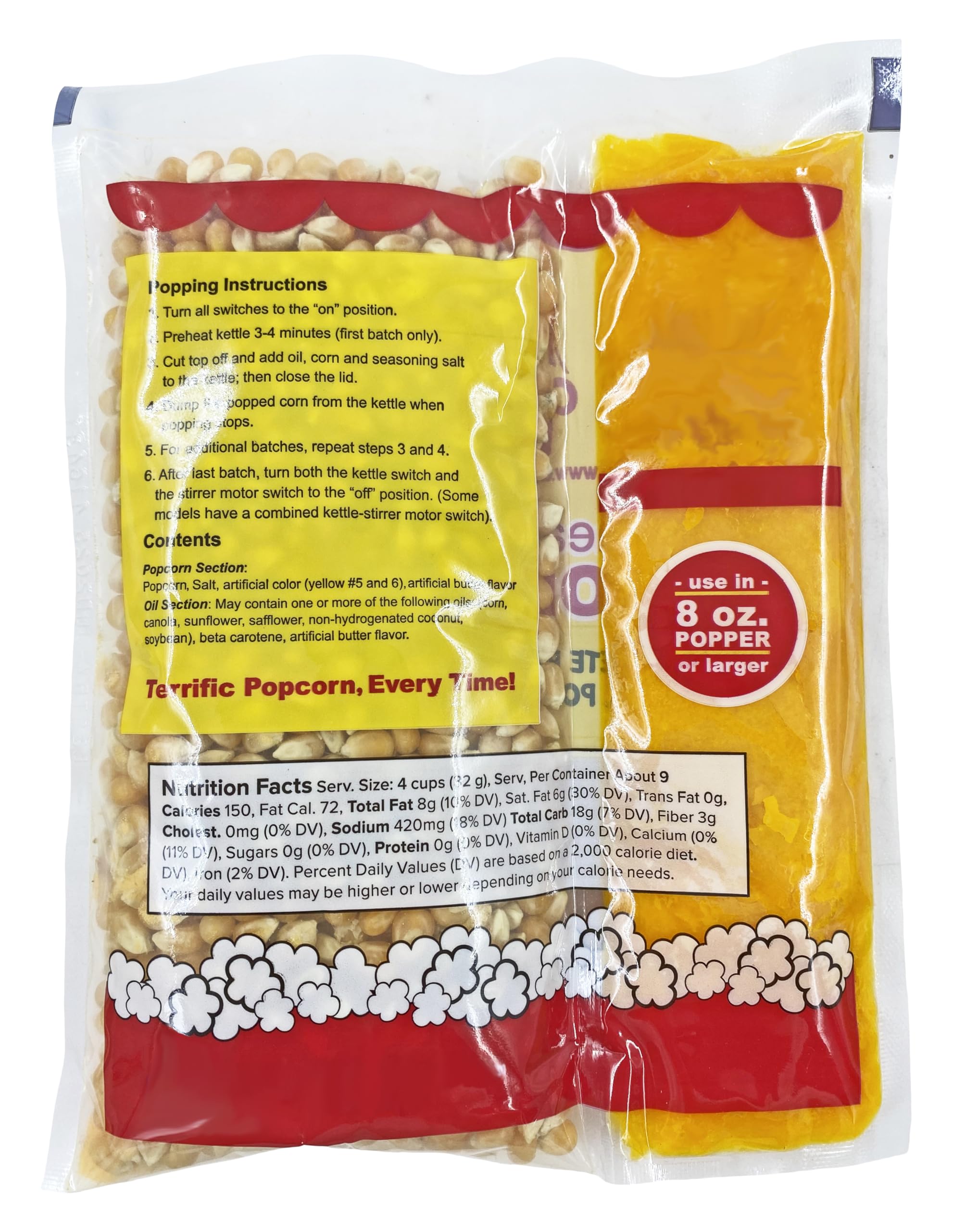 Home Theater All in One Popcorn Kit - Portion Packets with Kernels, Oil and Flavored Salt - Pack of 4