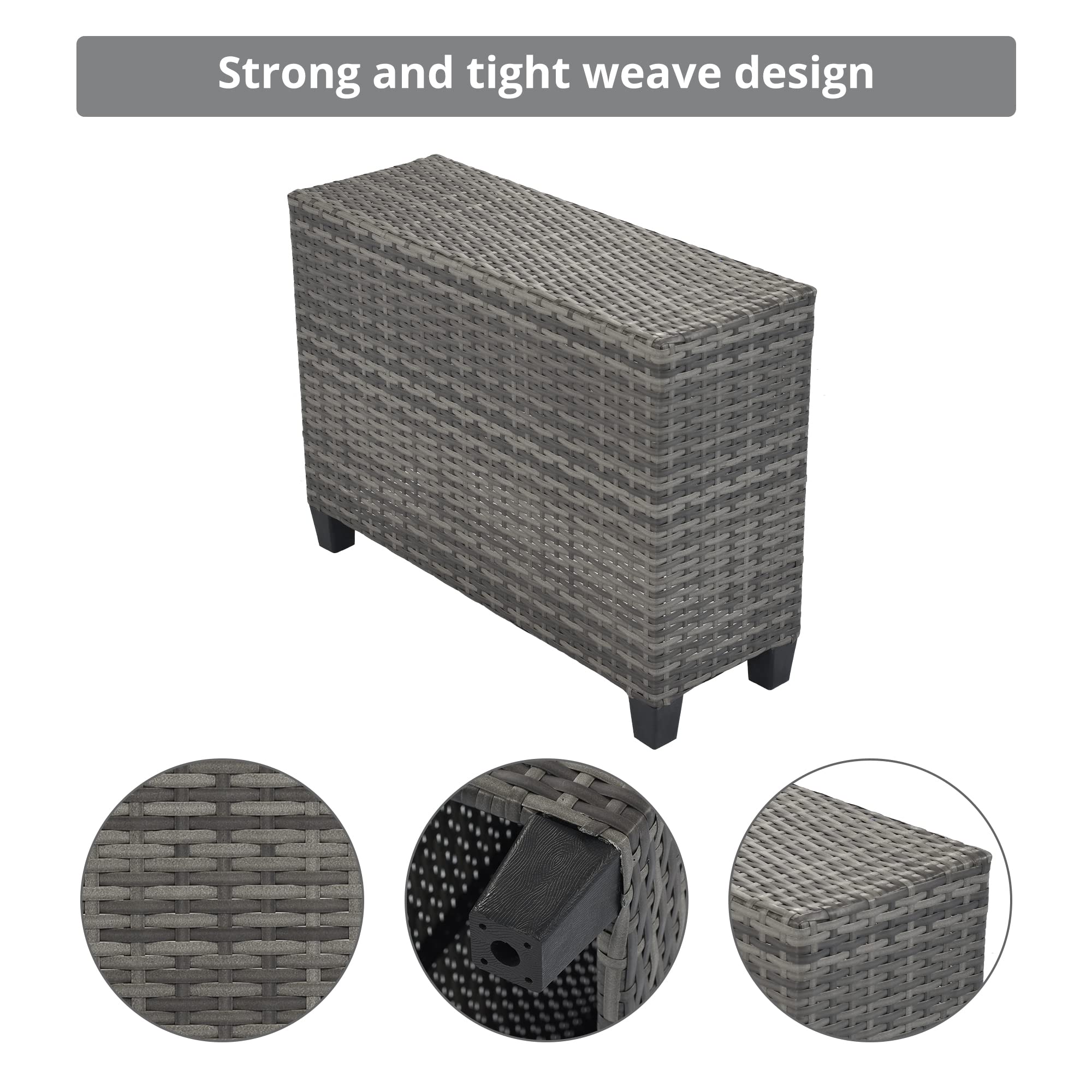 8-Pieces Outdoor Wicker Half-Moon Sectional Sofa Set, All-Weather PE Rattan Wicker Furniture Set with Rectangular Coffee Table and Movable Cushion, Best for Business Conversations (Gray/8-piece*H)