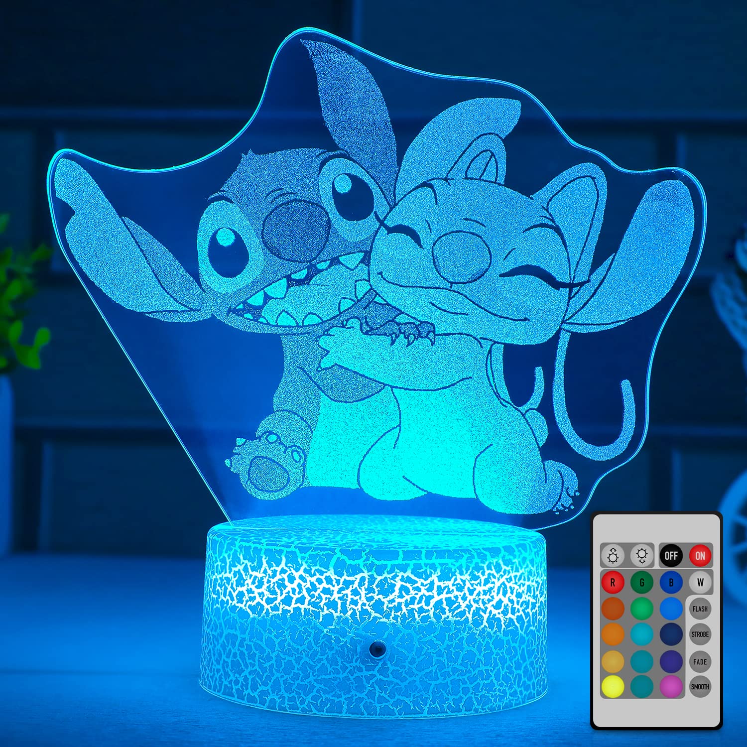 qiujonvy Stitch Night Light,Stitch Lamp with Remote & Smart Touch 16 Colors Changing Dimmable Anime Table Lamp, as Perfect Birthday Xmas Stitch Gifts for Boys and Girls