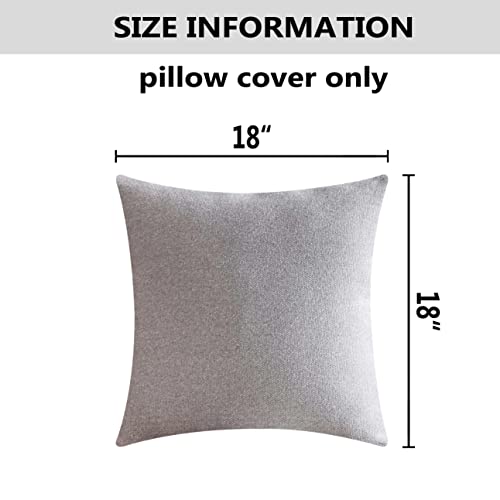 Home Brilliant Gray Pillow Covers Decorative Throw Pillows for Couch Cotton Linen Throw Pillow Cases for Sofa Nursery Living Room, 18x18 inches, Set of 2, Light Grey