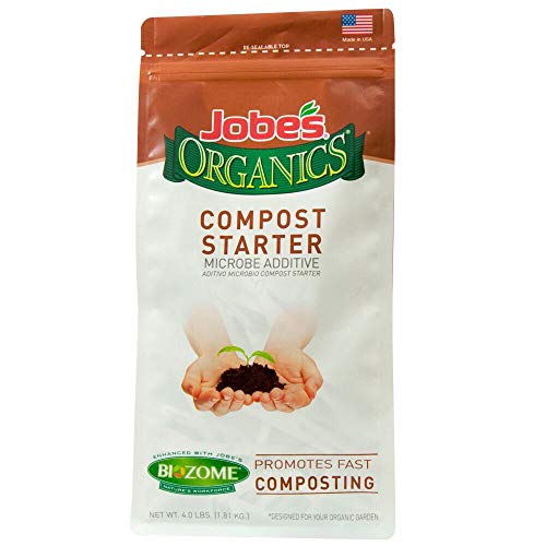 MaxWorks 80699 Garden Compost Bin Tumbler, 42 Gallon Capacity with 2 Chambers Dual Rotating Composting Tumbler, Black & Jobe's Organics Compost Starter, 4 lb