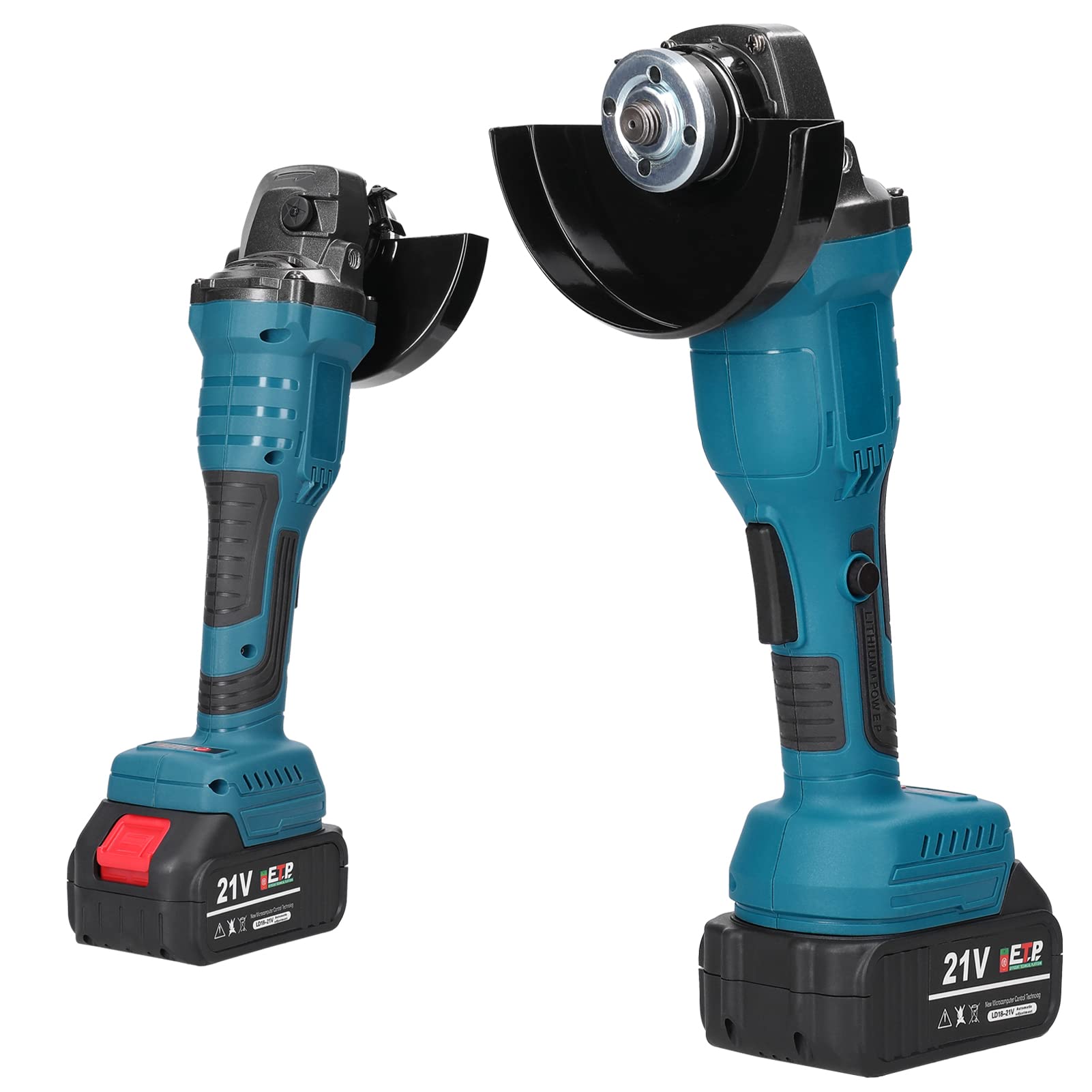 Cordless Angle Grinder, Weytoll 21V Brushless Cordless Grinder, Electric Grinding Wheels, Lithium Cutter Utility Power Tool 125mm M14 Angle Grinder With wrench, Assist Grip Handle and Baffle
