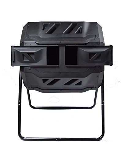 MaxWorks 80699 Garden Compost Bin Tumbler, 42 Gallon Capacity with 2 Chambers Dual Rotating Composting Tumbler, Black & Jobe's Organics Compost Starter, 4 lb