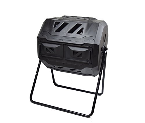 MaxWorks 80699 Garden Compost Bin Tumbler, 42 Gallon Capacity with 2 Chambers Dual Rotating Composting Tumbler, Black & Jobe's Organics Compost Starter, 4 lb