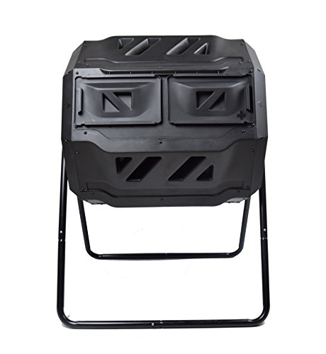 MaxWorks 80699 Garden Compost Bin Tumbler, 42 Gallon Capacity with 2 Chambers Dual Rotating Composting Tumbler, Black & Jobe's Organics Compost Starter, 4 lb