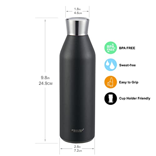 PINKAH 20oz Insulated Stainless Steel Water Bottle, Reusable Water Bottles, Double Walled Cola Shaped Water Bottle for Sport Travel