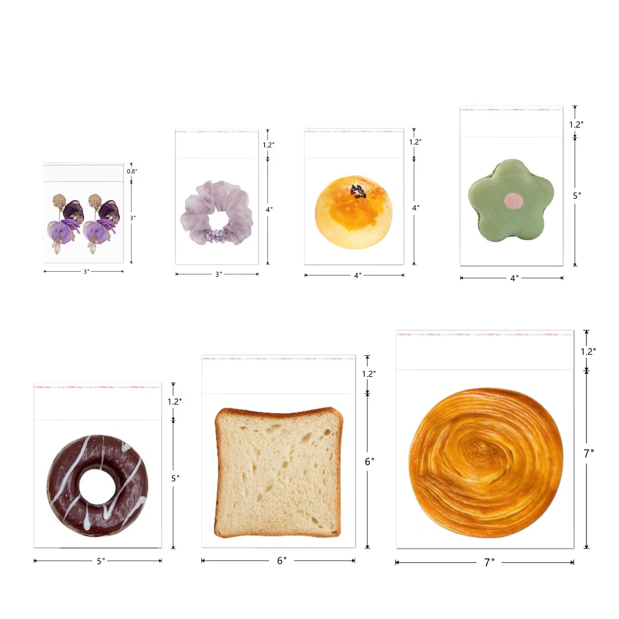 Square Clear Resealable Cello Cellophane Bags 7x7'' 200Pcs Self-Sealing OPP Bags Adhesive Seal Fresh Plastic Cello Bags for Bakery Candle Soap Cookie 10 Sizes to Choose from