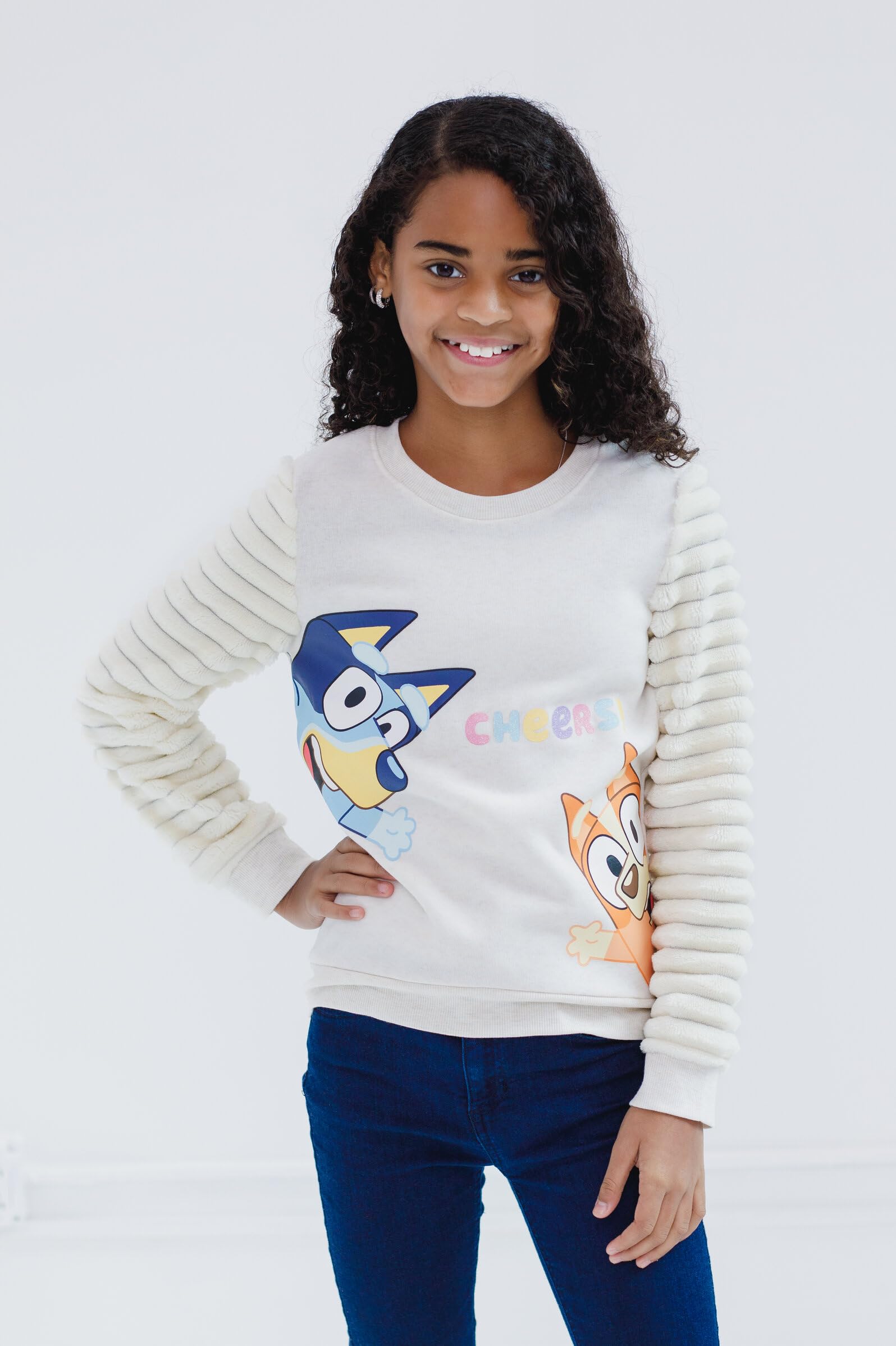Bluey Bingo Toddler Girls Fleece Fur Sweatshirt White 2T