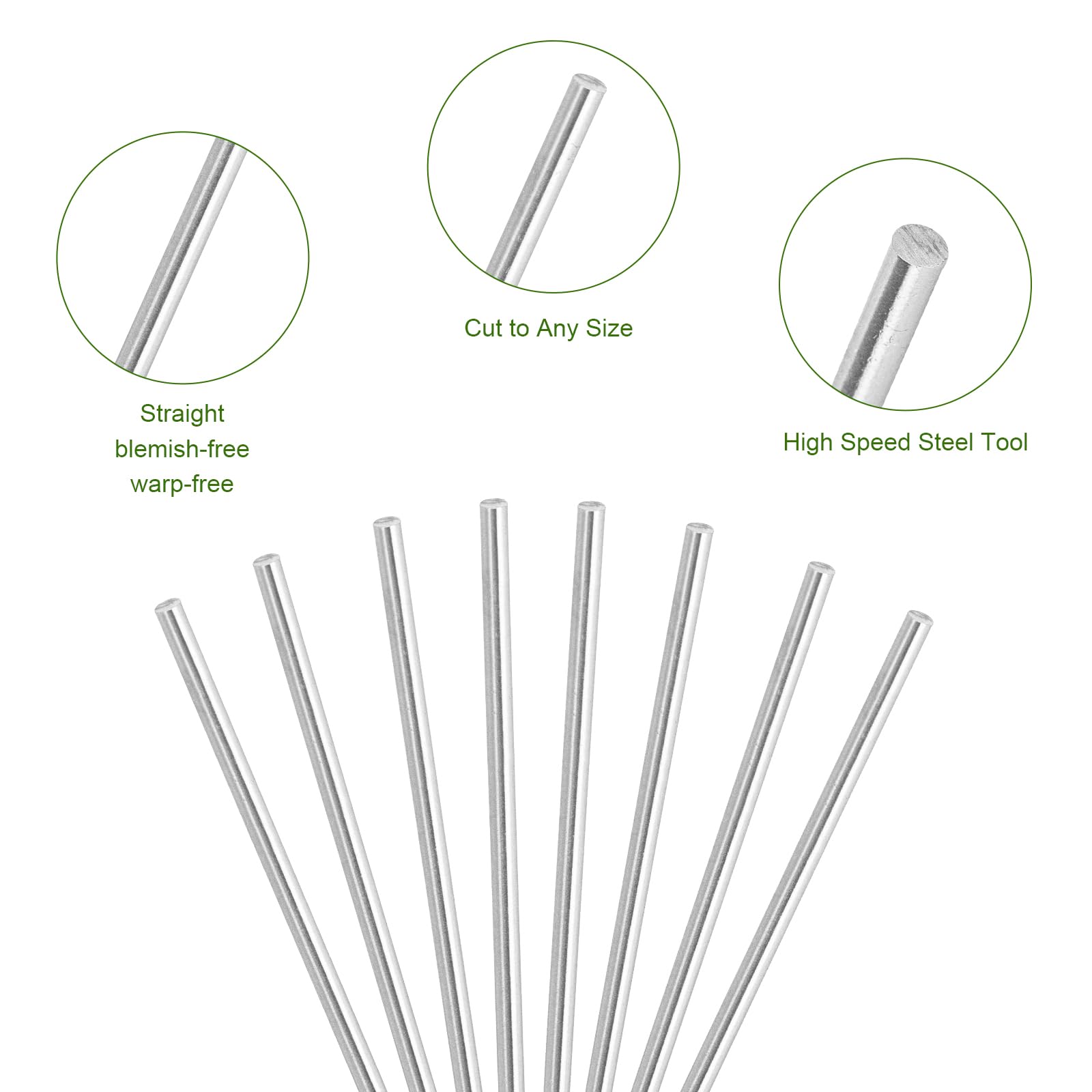 10pcs 1mm x 300mm 304 Stainless Steel Rods, Metal Solid Round Shaft Rods Lathe Bar Stock for DIY Crafts Model Car Helicopter Airplane