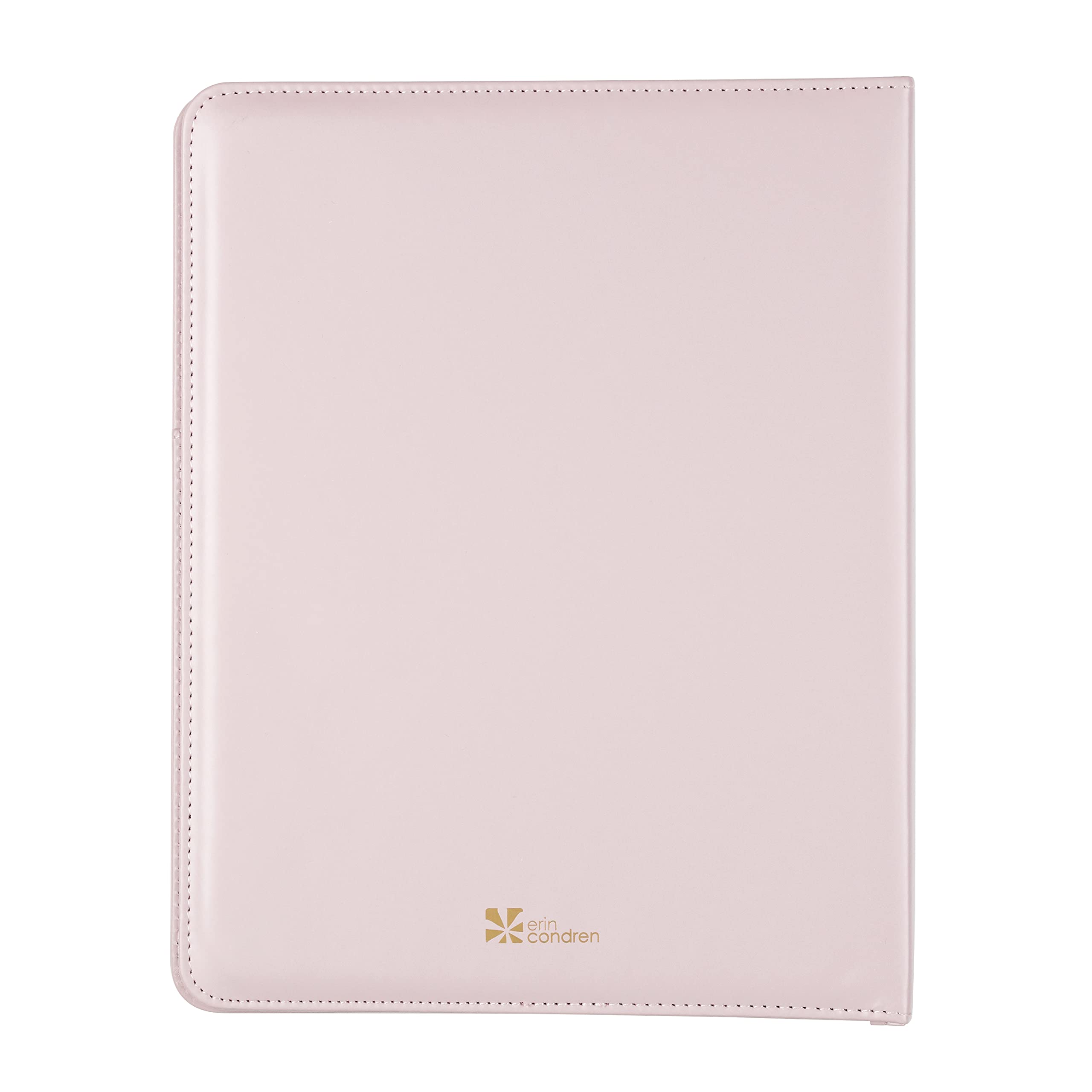 Erin Condren Vegan Leather with Metallic Accents Clipfolio with Lined Notepad Included. Measures 9.75”W x 12.5”L x 1.25”H. Includes a 25 Sheet Note Taking Pad