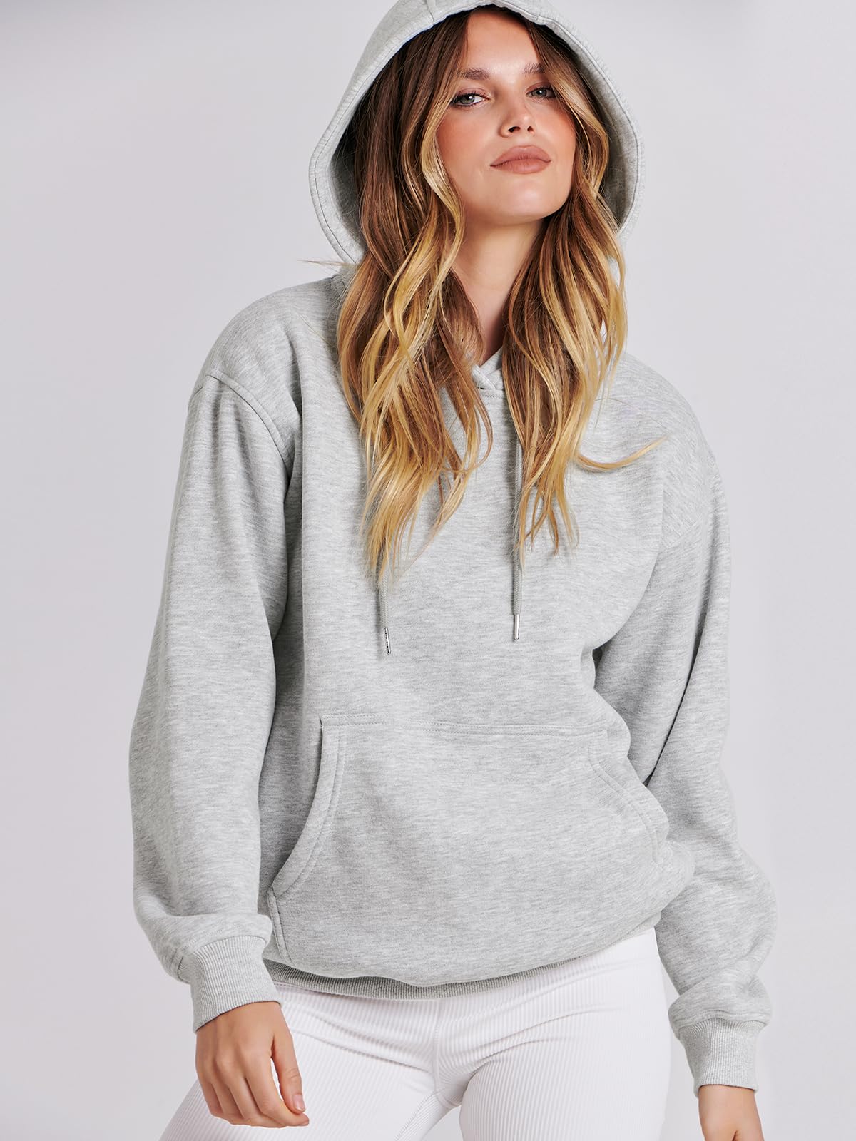 ANRABESS Women's Oversized Fleece Hoodies Basic Pullover Sweatshirt Fall Fashion 2025 Outfits Trendy Y2k Teens Preppy Clothes Heather Gray-L