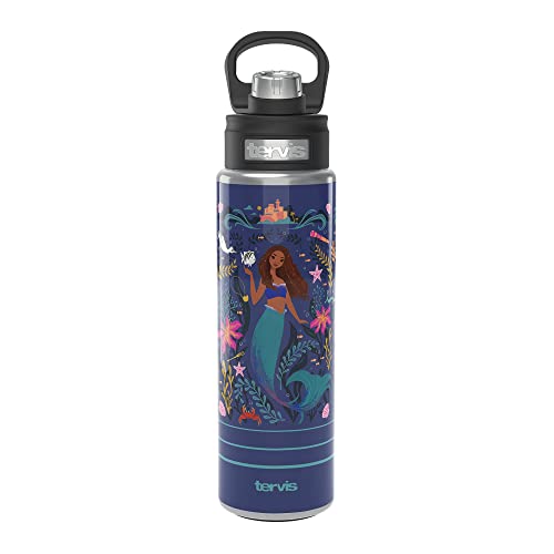 Tervis Disney The Little Mermaid Ariel Atlantica Triple Walled Insulated Tumbler Travel Cup Keeps Drinks Cold, 24oz Wide Mouth Bottle, Stainless Steel