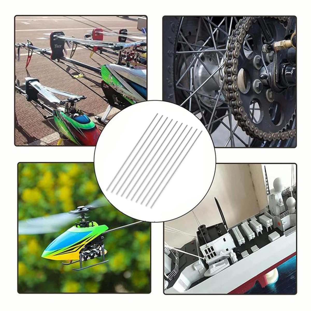 10pcs 1mm x 300mm 304 Stainless Steel Rods, Metal Solid Round Shaft Rods Lathe Bar Stock for DIY Crafts Model Car Helicopter Airplane