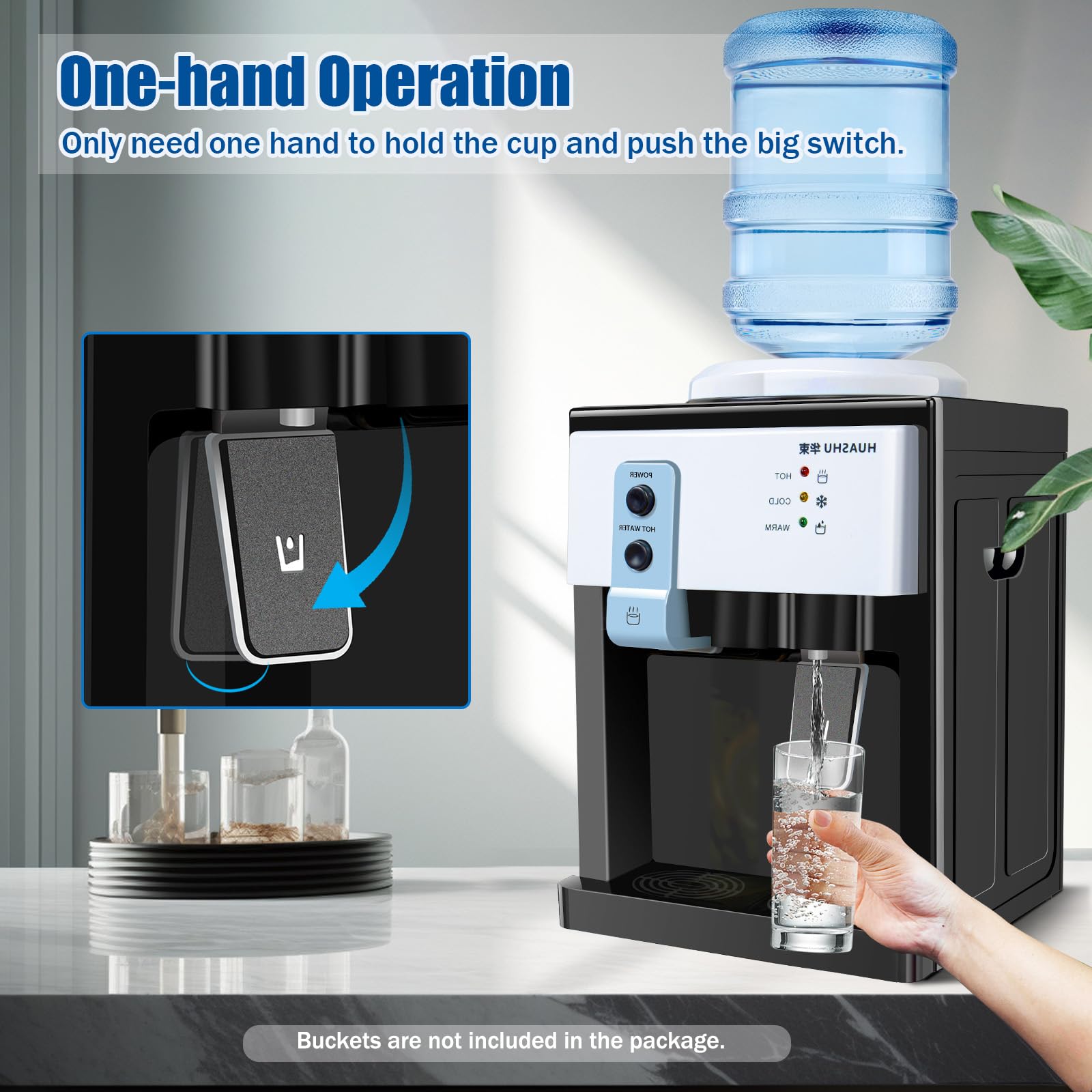 SNKOURIN Top Loading Water Cooler Dispenser, Water Dispenser for 5 Gallon Bottle, 3 Temperature Settings,Hot & Cold Water Cooler Dispenser for Home Office Coffee Tea Bar Dormitory,White
