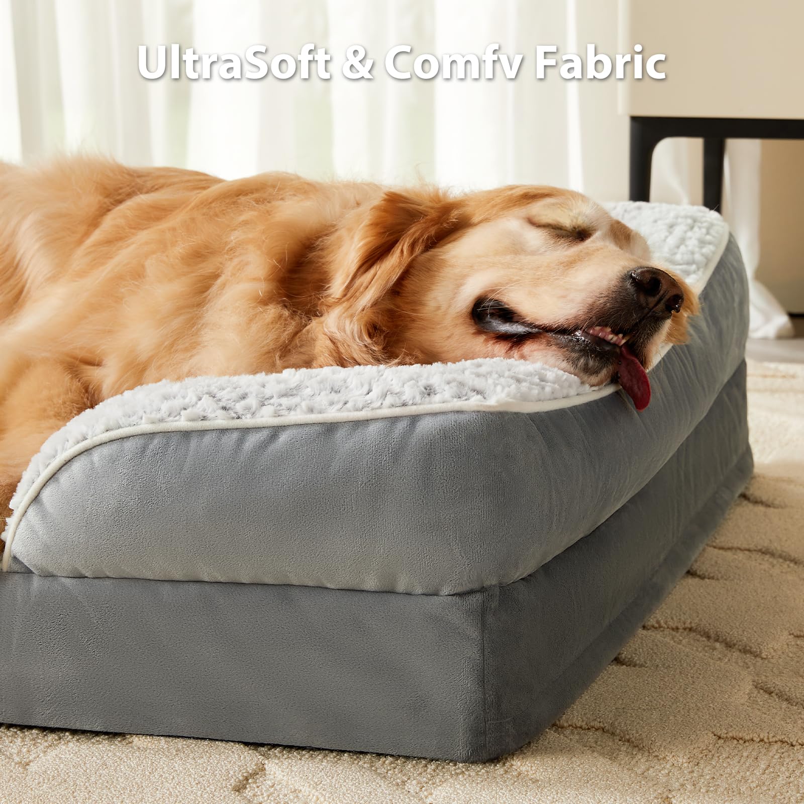 LNSSFFER Orthopedic Sofa Dog Bed for Large Dogs - Egg Crate Foam with Removable Washable Cover, Waterproof Couch Bed with Anti-Slip Bottom