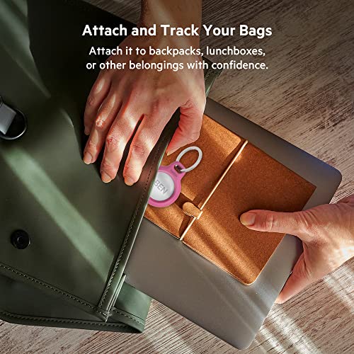 Belkin Apple AirTag Secure Holder with Key Ring - Durable Scratch Resistant Case With Open Face & Raised Edges - Protective AirTag Keychain Accessory For Keys, Pets, Luggage, Backpacks - Pink