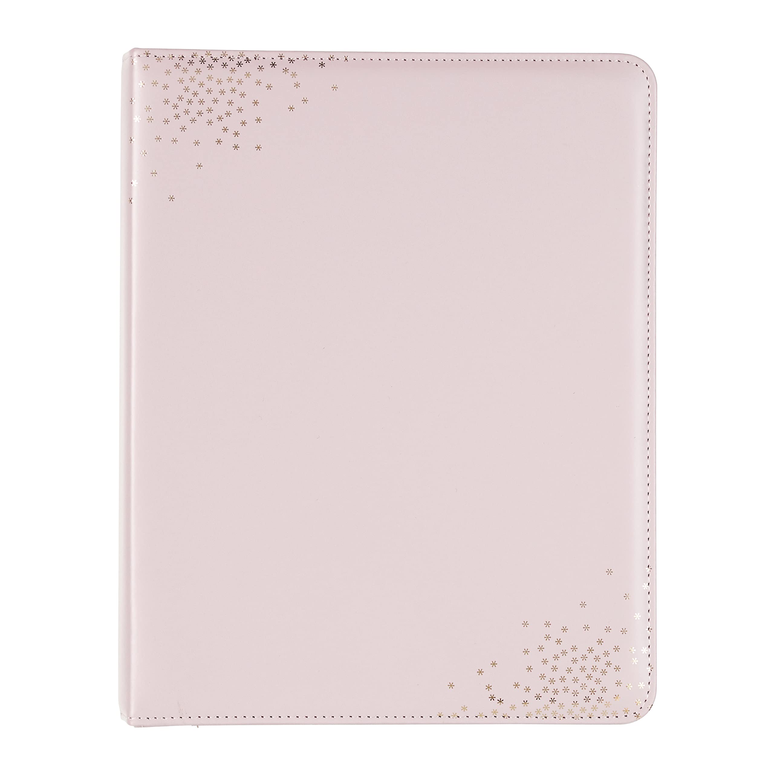 Erin Condren Vegan Leather with Metallic Accents Clipfolio with Lined Notepad Included. Measures 9.75”W x 12.5”L x 1.25”H. Includes a 25 Sheet Note Taking Pad