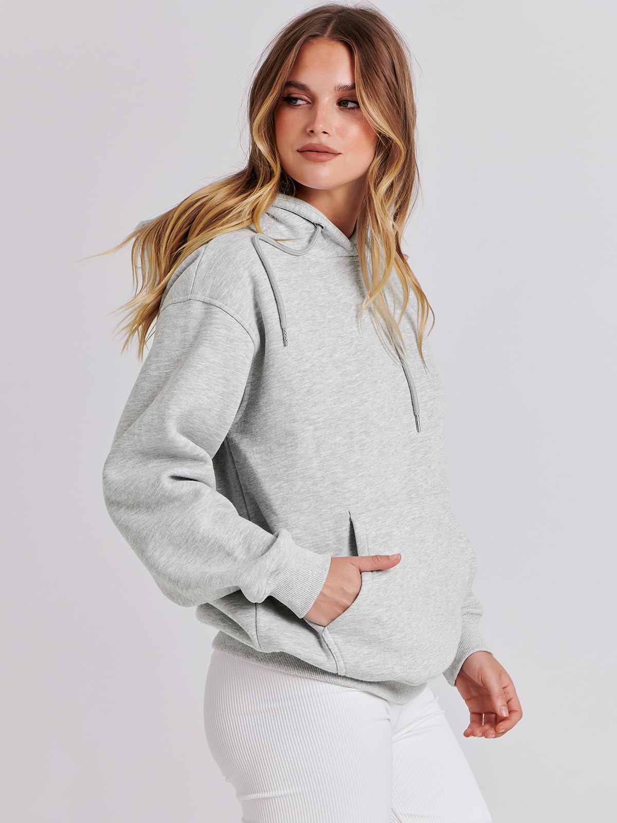ANRABESS Women's Oversized Fleece Hoodies Basic Pullover Sweatshirt Fall Fashion 2025 Outfits Trendy Y2k Teens Preppy Clothes Heather Gray-L