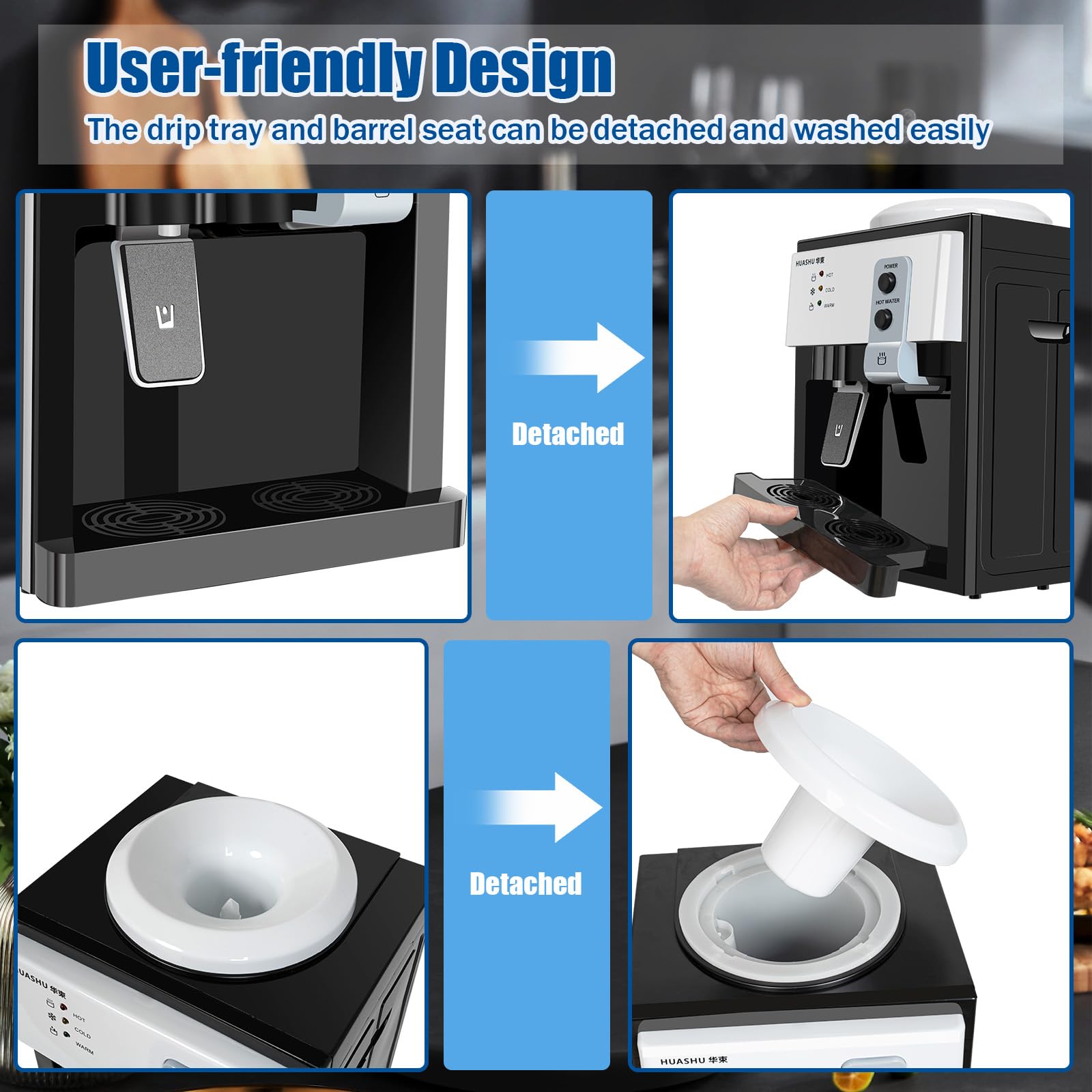 SNKOURIN Top Loading Water Cooler Dispenser, Water Dispenser for 5 Gallon Bottle, 3 Temperature Settings,Hot & Cold Water Cooler Dispenser for Home Office Coffee Tea Bar Dormitory,White
