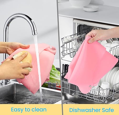 Silicone Slow Cooker Liners Fits for 6-8 Quarts Crockpot,Reusable Silicone Cooking Bags Liners,Dishwasher Safe/Easy Clean/Leakproof/Slow Cooker Accessories for Oval Or Round Cooker (pink+yellow,6-7QT)