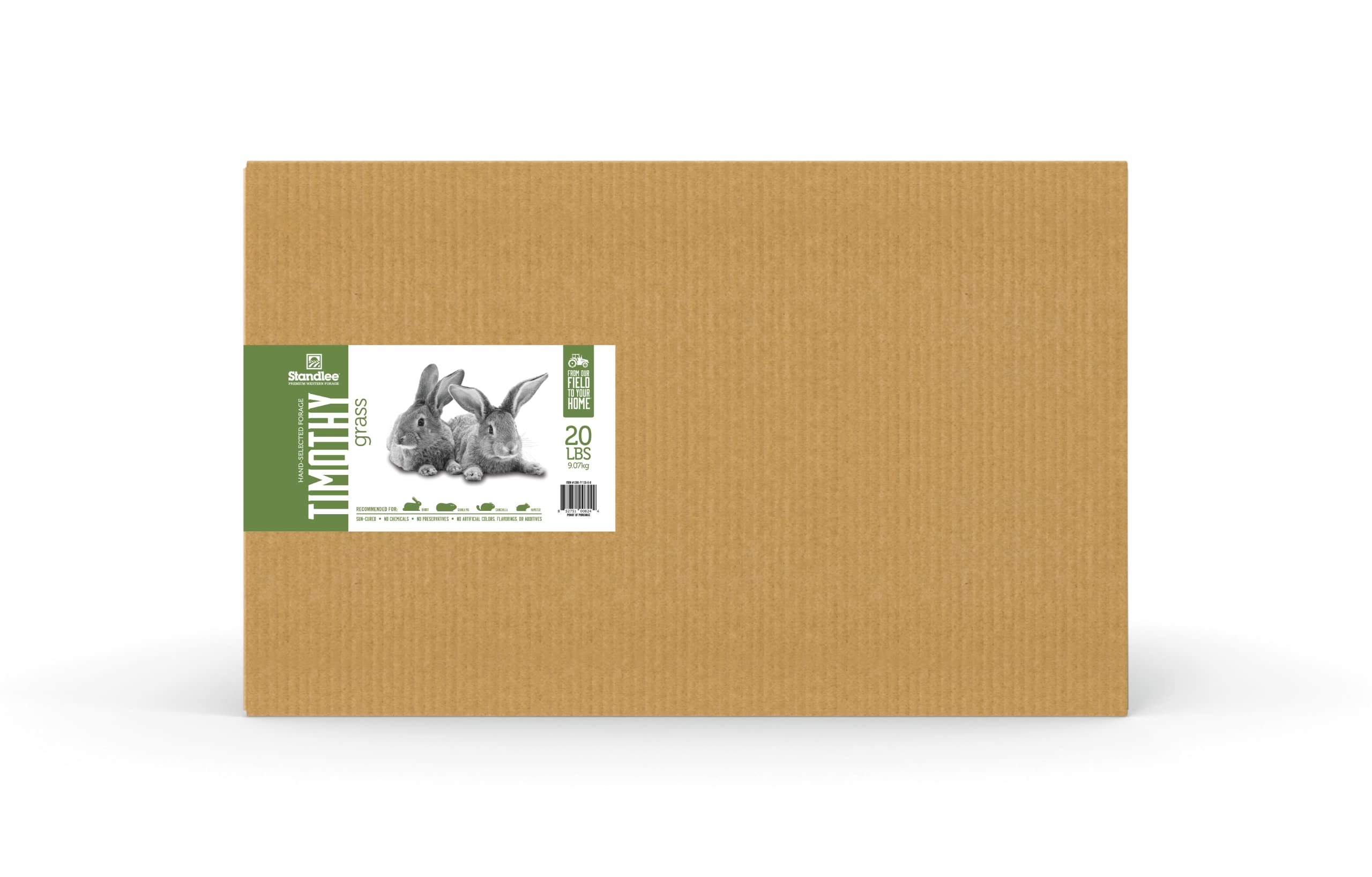 PremiYum Standlee Western Timothy Grass Hay Small Animal Food for Rabbits, Guinea Pigs, and Chinchillas, 20 lb. Box